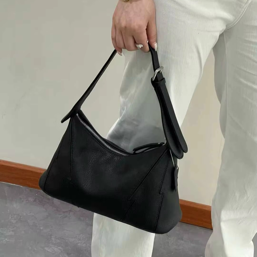 Soft Leather Shoulder Handbag– Minimalist Half-Moon Handbag - HongBang ...